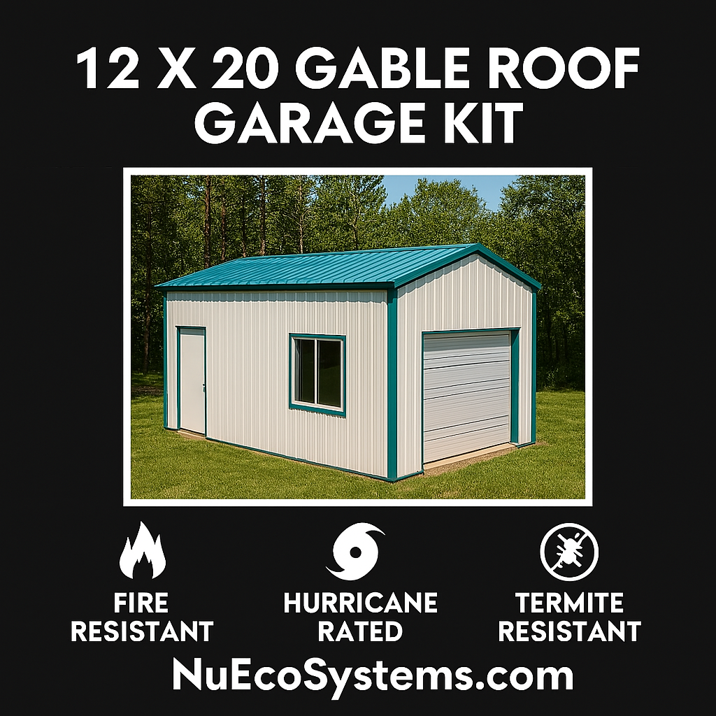 12 X 20 GABLE ROOF GARAGE KIT – Easy Up Steel Structures
