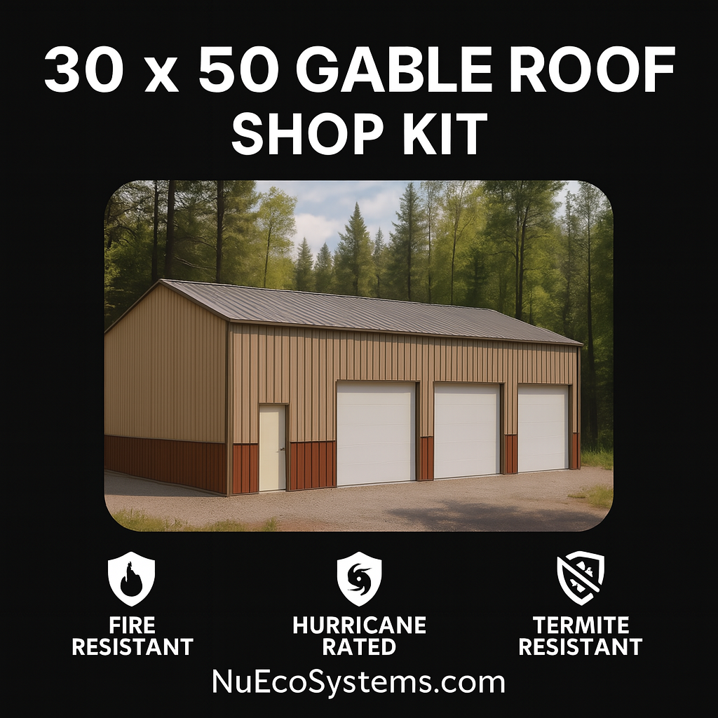 30 X 50 GABLE ROOF SHOP KIT – Easy Up Steel Structures