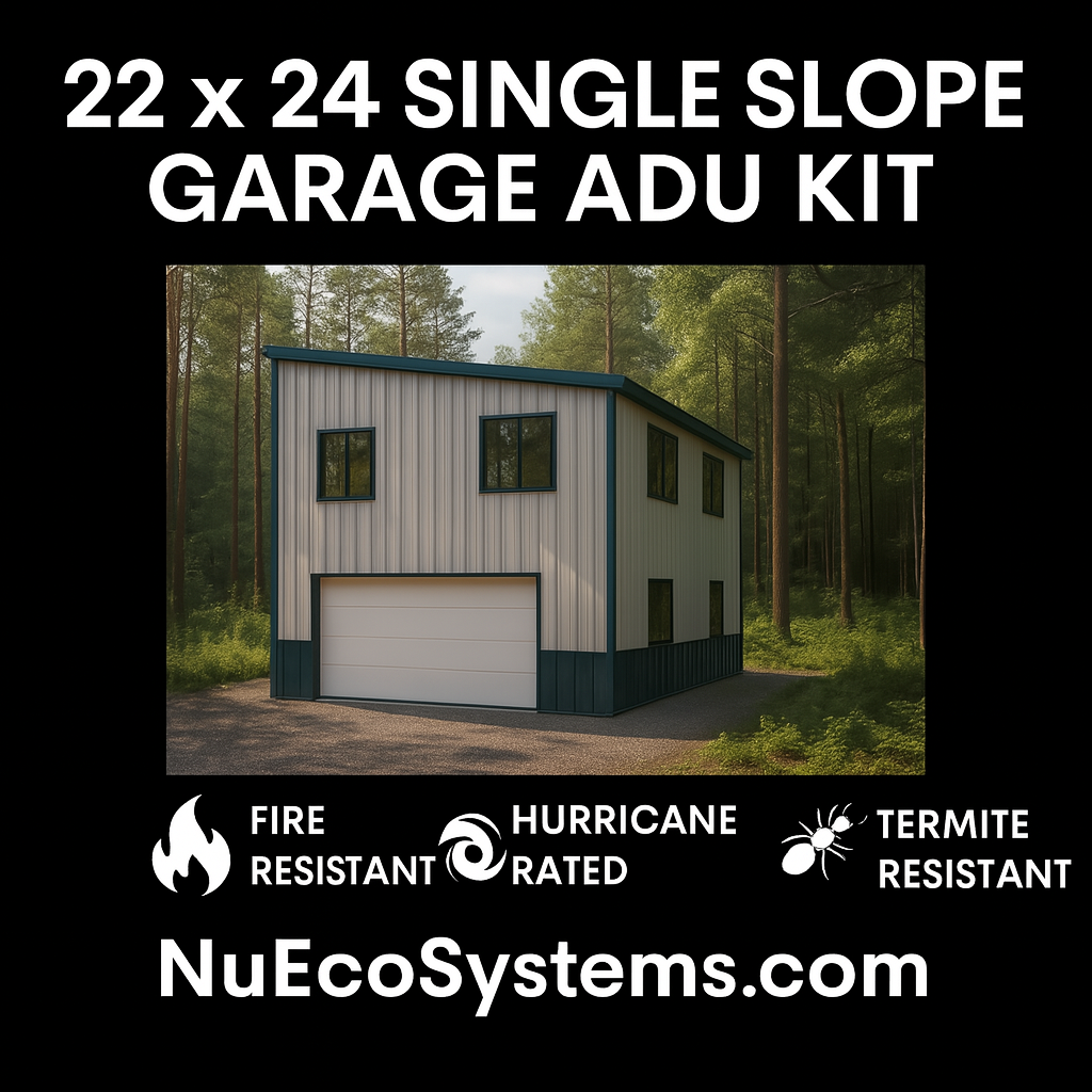 22 X 24 Single Slope Garage ADU KIT – Easy Up Steel Structures