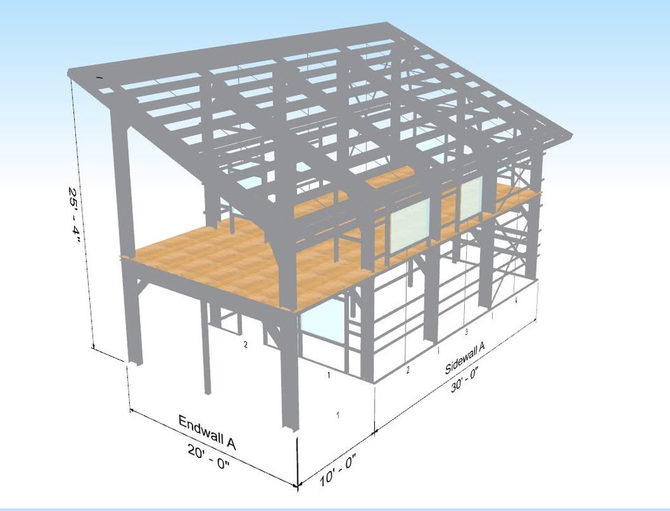 20 X 30 SINGLE SLOPE 2 STORY CABIN KIT – Easy Up Steel Structures