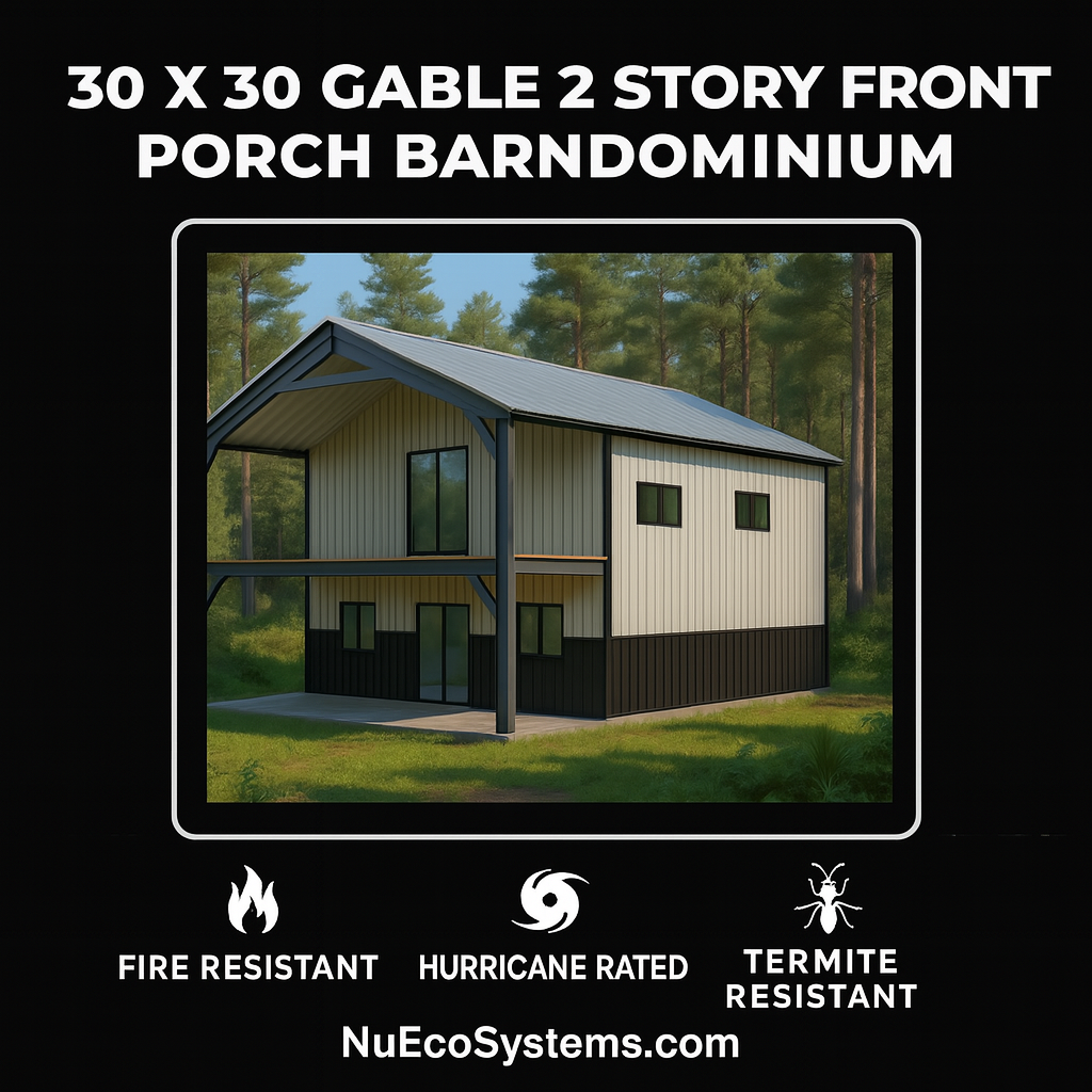 30 x 30 GABLE 2 STORY FRONT PORCH BARNDOMINIUM KIT – Easy Up Steel ...