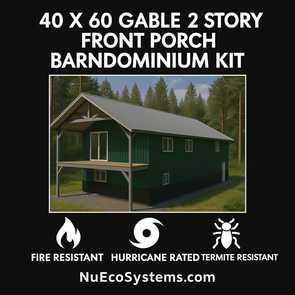 40 X 60 GABLE 2 STORY FRONT PORCH BARNDOMINIUM KIT – Easy Up Steel ...