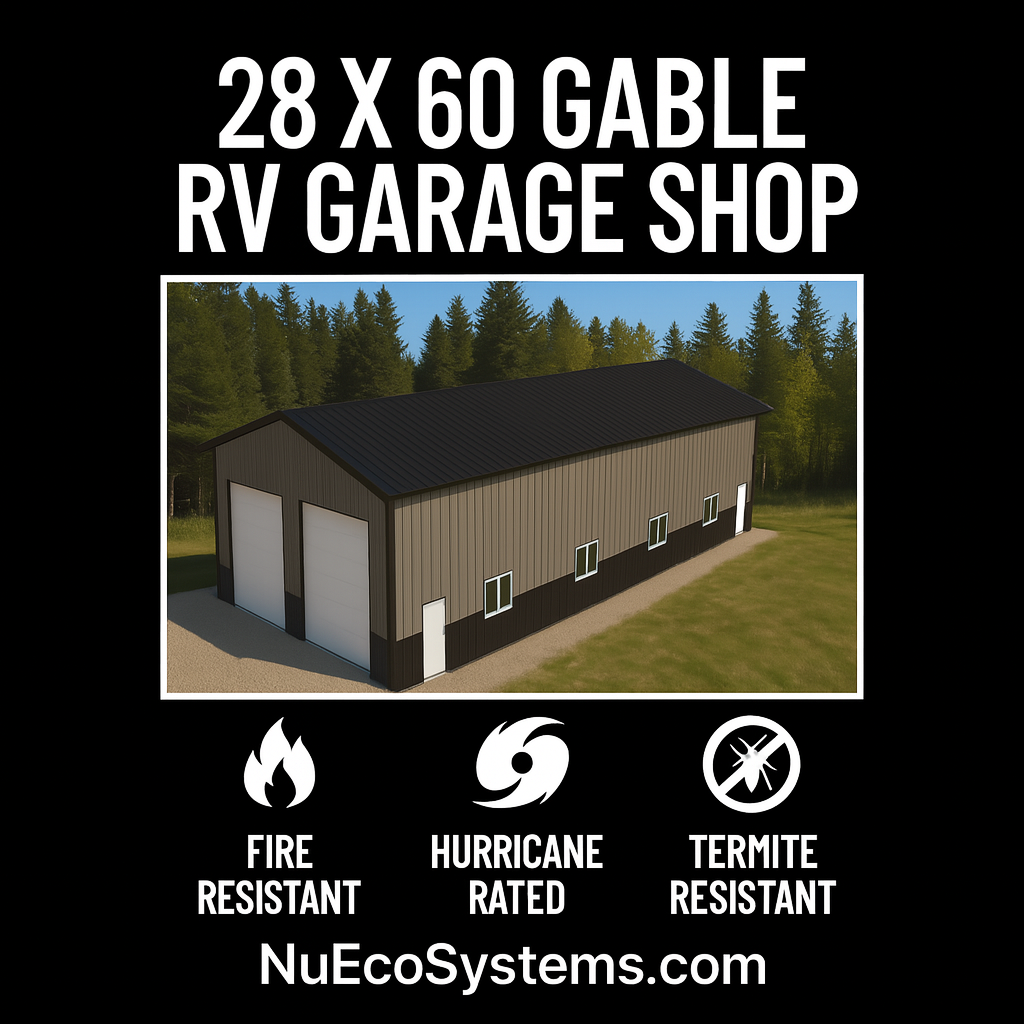 28 X 60 GABLE RV GARAGE SHOP KIT – Easy Up Steel Structures