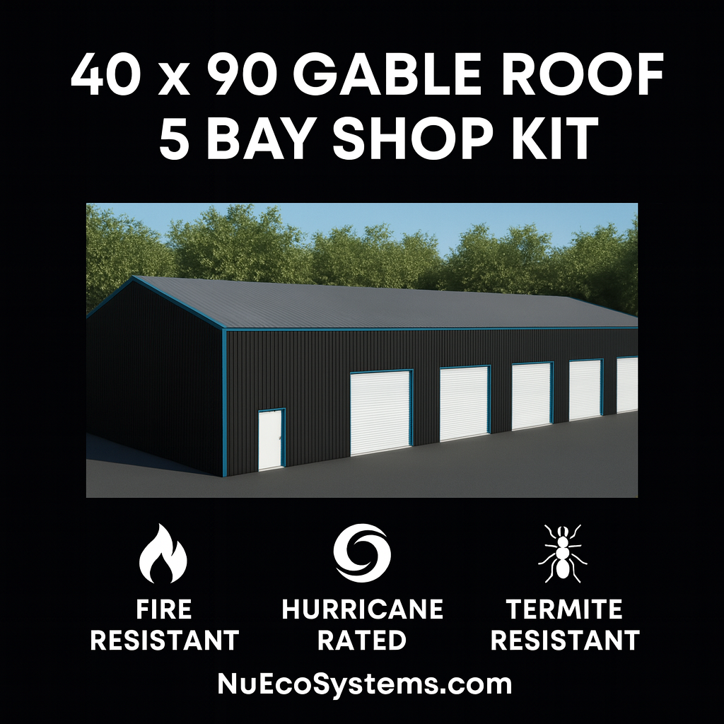 40 X 90 GABLE ROOF 5 BAY SHOP KIT – Easy Up Steel Structures